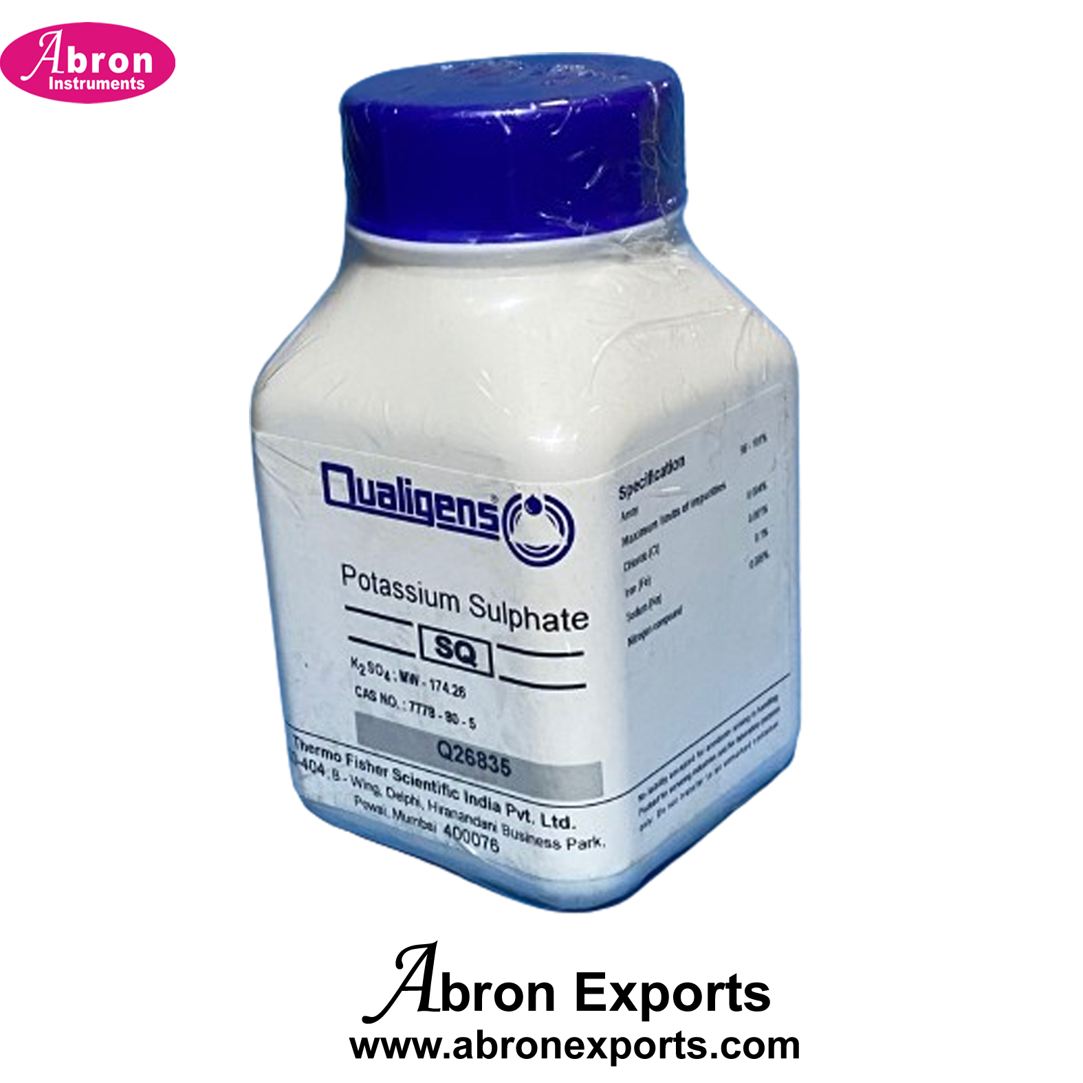 Potassium Sulphate 500gm Qualigens Abron Laboratory Chemcials CH-800Q ...